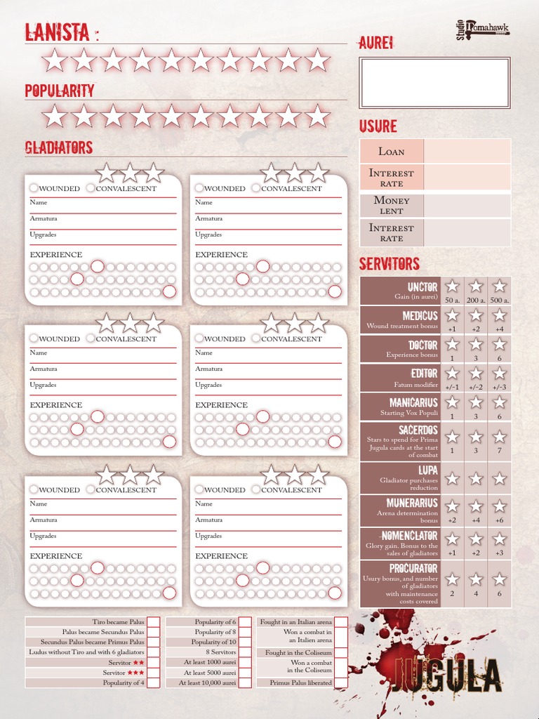 Jugula Lanista Sheet Uk PDF | PDF | Gladiator | Gladiatorial Combat