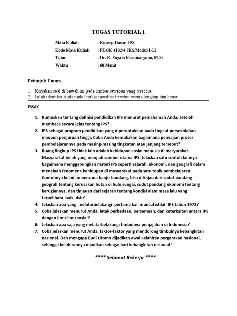 TT-1 UT Konsep Dasar IPS (2023) | PDF