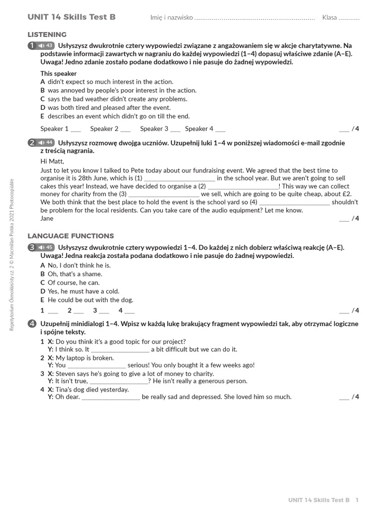 Unit 14 Skills Test B | PDF