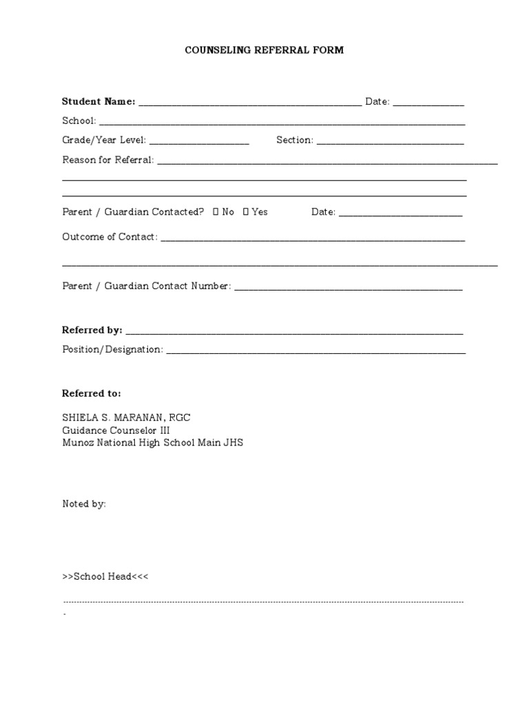 COUNSELING REFERRAL FORM External | PDF