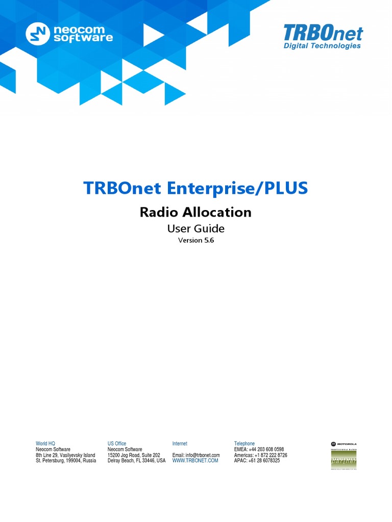 TRBOnet Radio Allocation User Guide v5.6 PDF | PDF