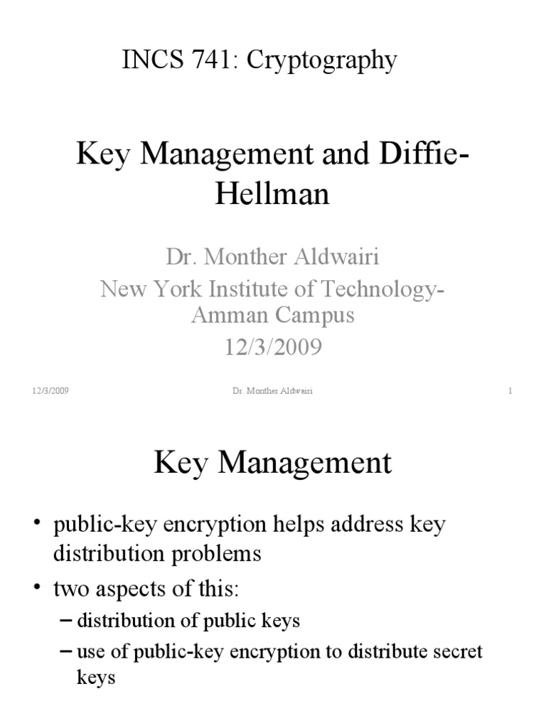 Key Management & Diffie-Hellman Guide | PDF | Public Key Cryptography | Key (Cryptography)