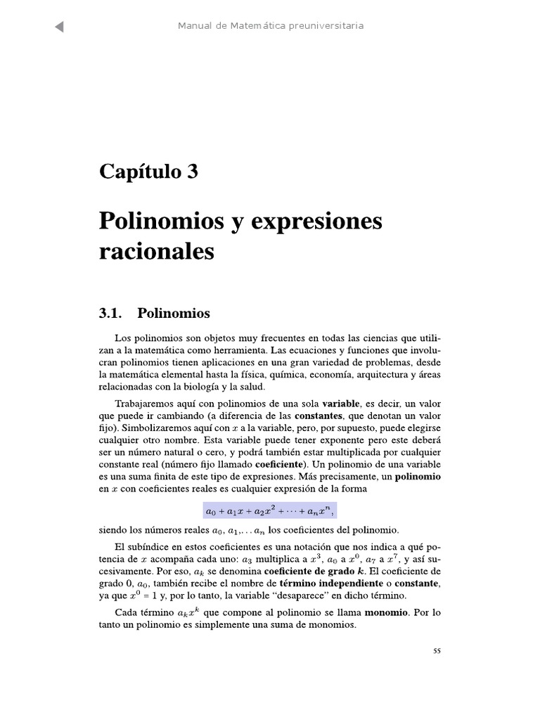 Unidad III_Polinomios y expresiones racionales.pdf | PDF