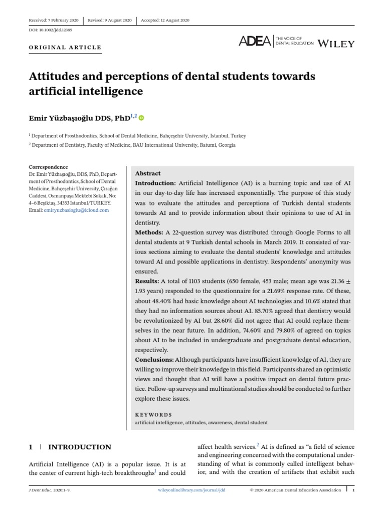 Attitudes and Perceptions of Dental Students Towards Artificial ...