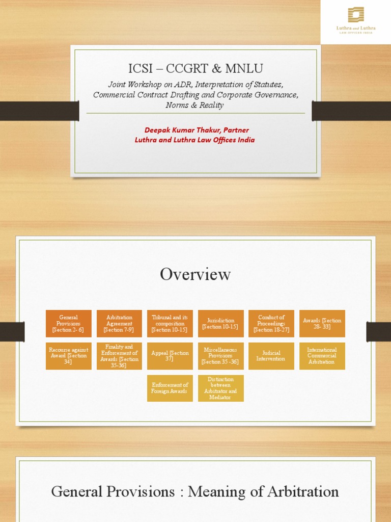 Session On ADR - Odp | PDF | Arbitration | Arbitral Tribunal