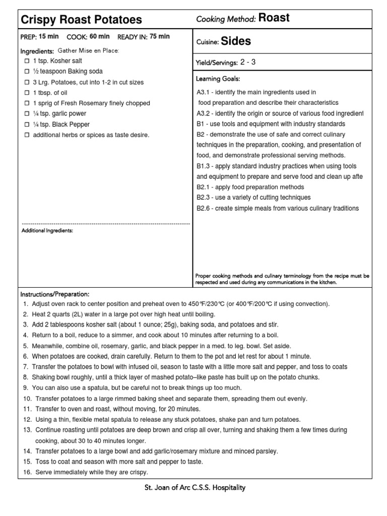 Crispy Roast Potatoes PDF | PDF | Cooking | Roasting