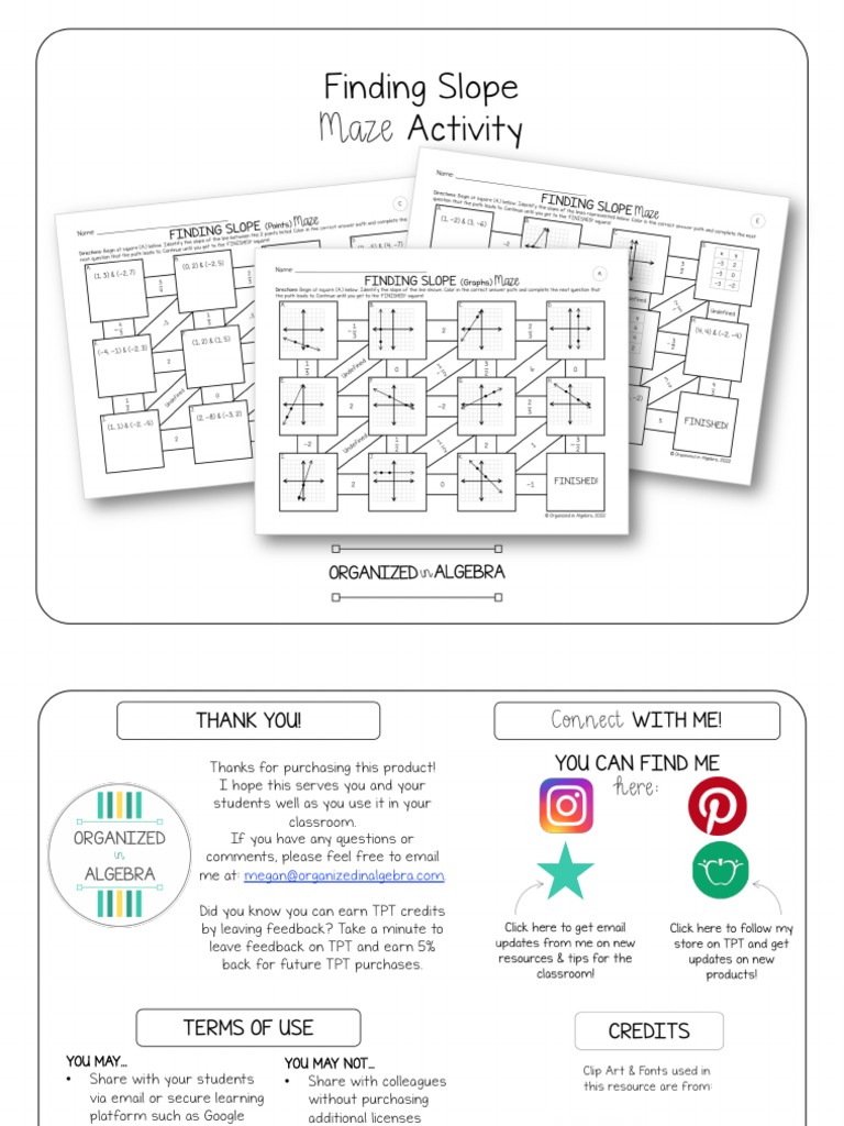 Slope Maze Activity Answer Key | PDF | Maze | Learning