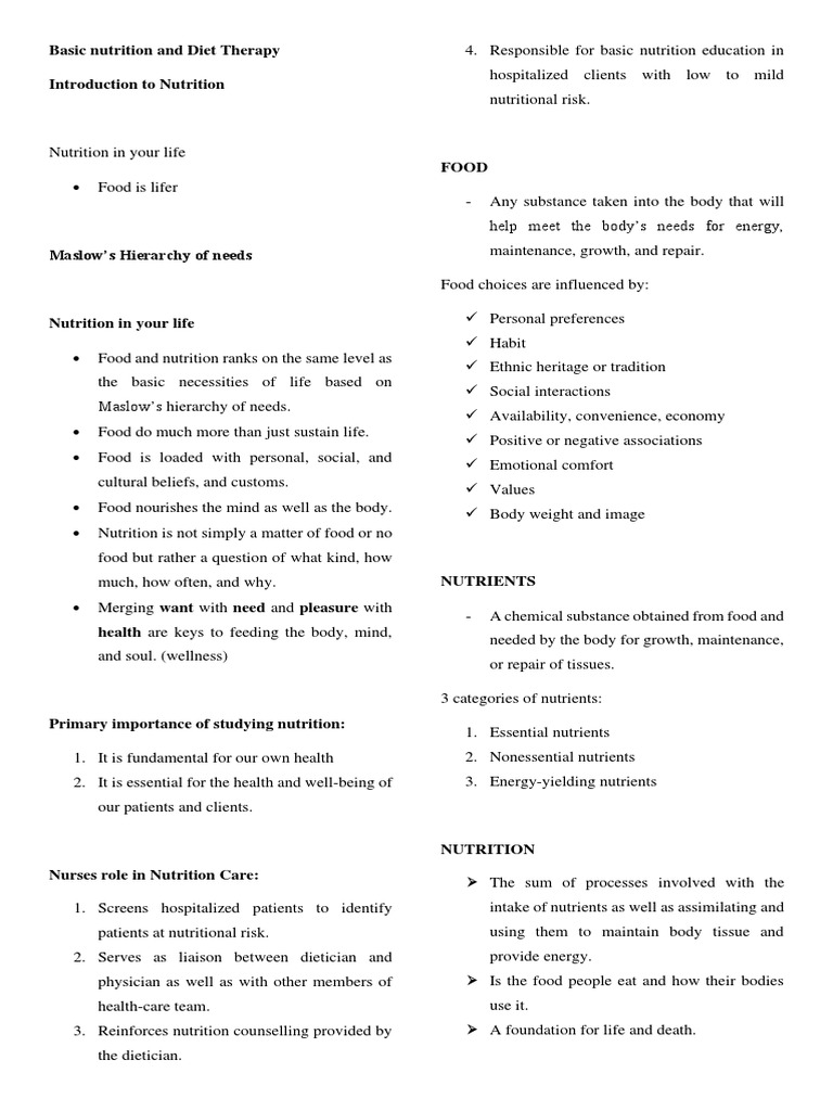 Diet and Nutrition Reviewer | PDF | Nutrients | Pregnancy