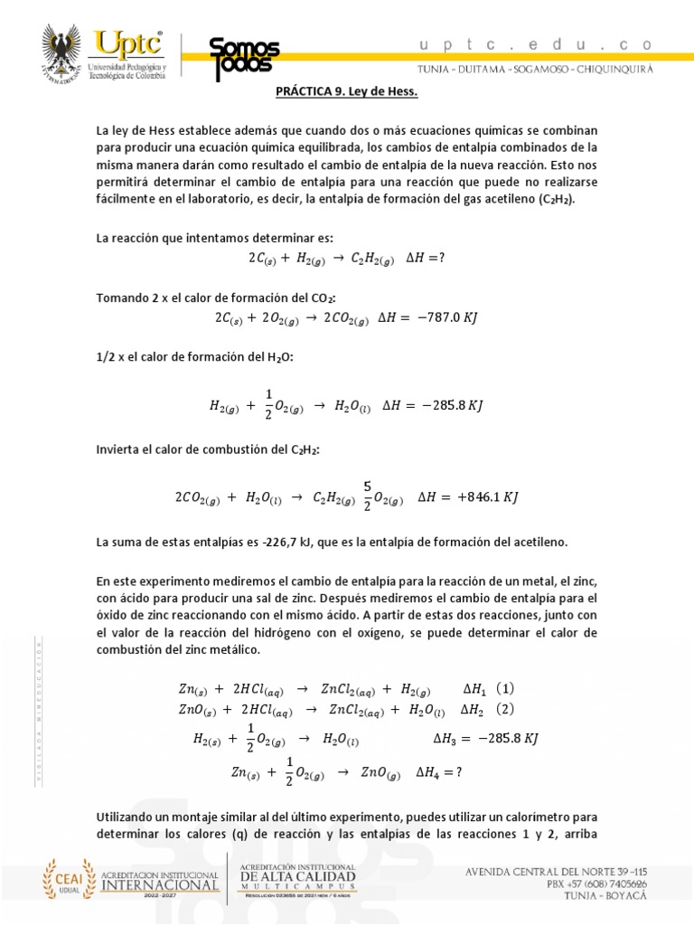 Ejercicios de la Ley de Hess y Entalpía | PDF | Combustión | Entalpía