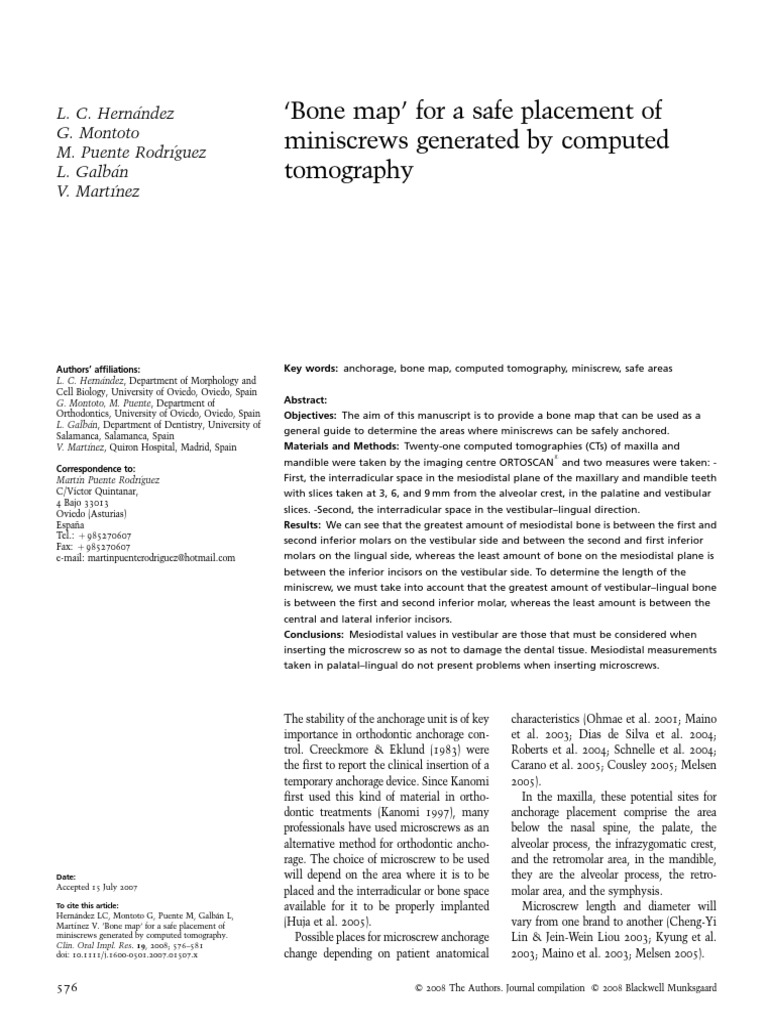 A Bone Map for Safely Placing Miniscrews Based on Measurements from ...