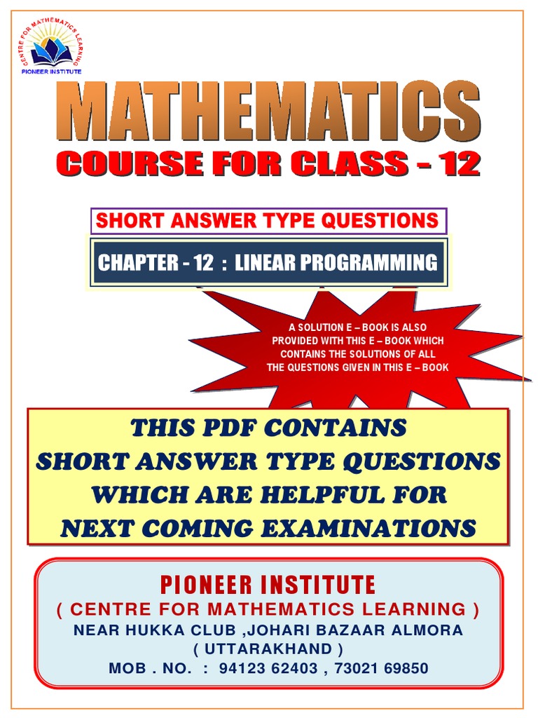 Chapter 12 (Linear Programming Saq) e Book | PDF | Linear Programming | Mathematical Optimization
