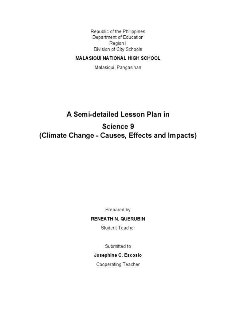 Semi-Detailed LP Climate Change | PDF | Greenhouse Effect | Greenhouse Gas