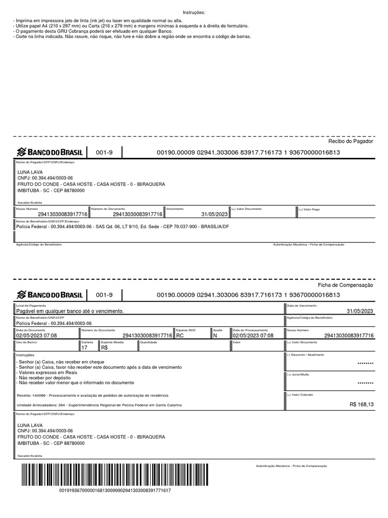Comprovante de Pagamento Das Taxas | PDF