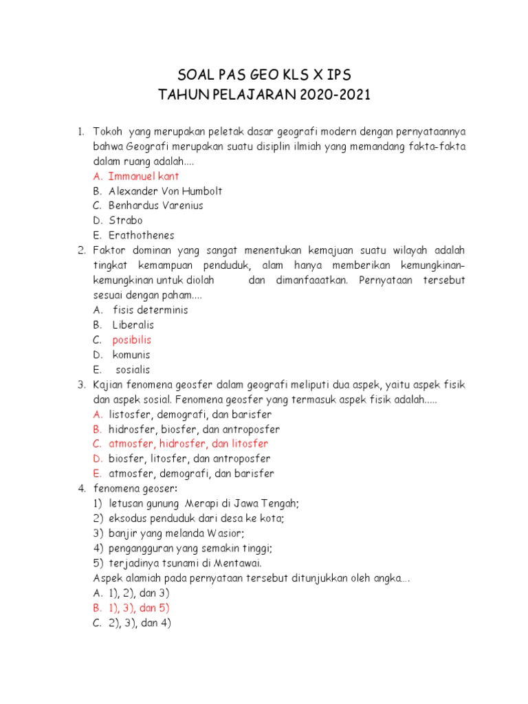 Soal Pas Geo KLS X Ips - 110719 | PDF