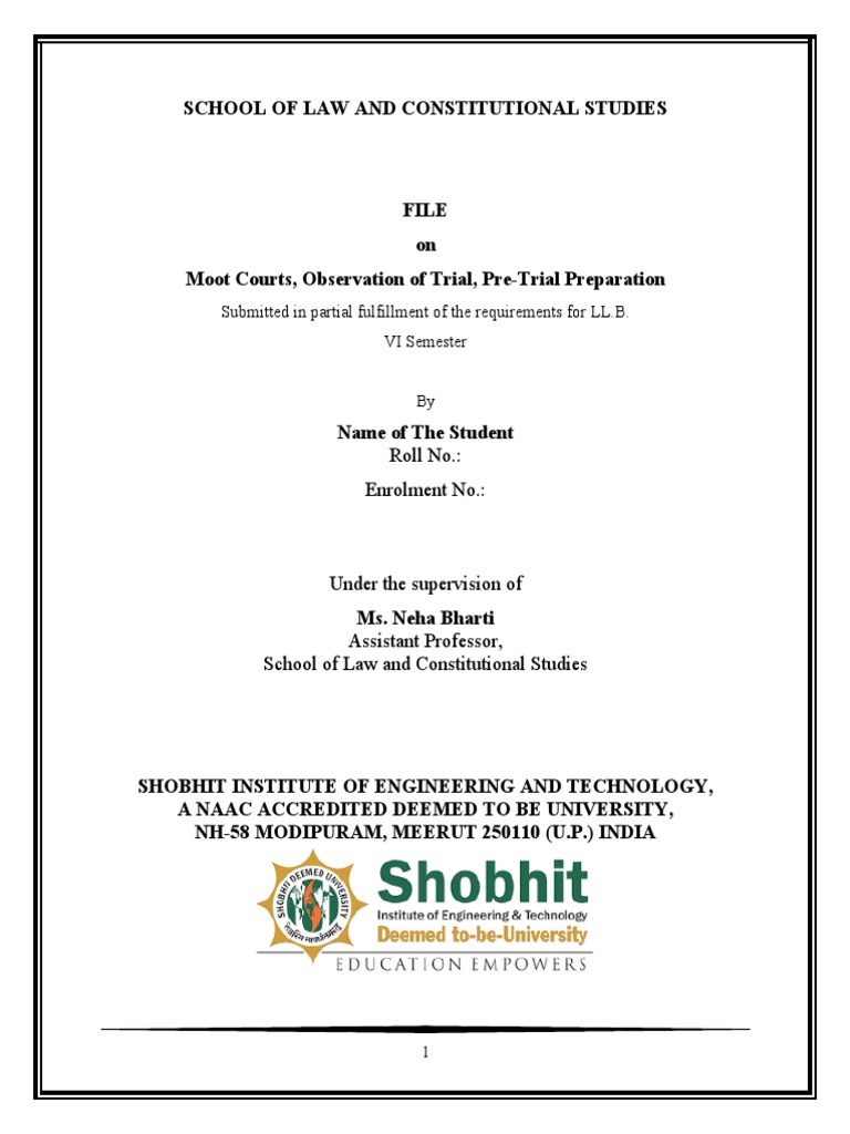 Preparing for the Courtroom: A Report on Moot Courts, Trial Observation ...
