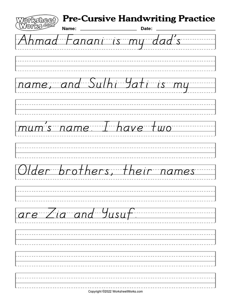 WorksheetWorks PreCursive Handwriting Practice 1 PDF | PDF