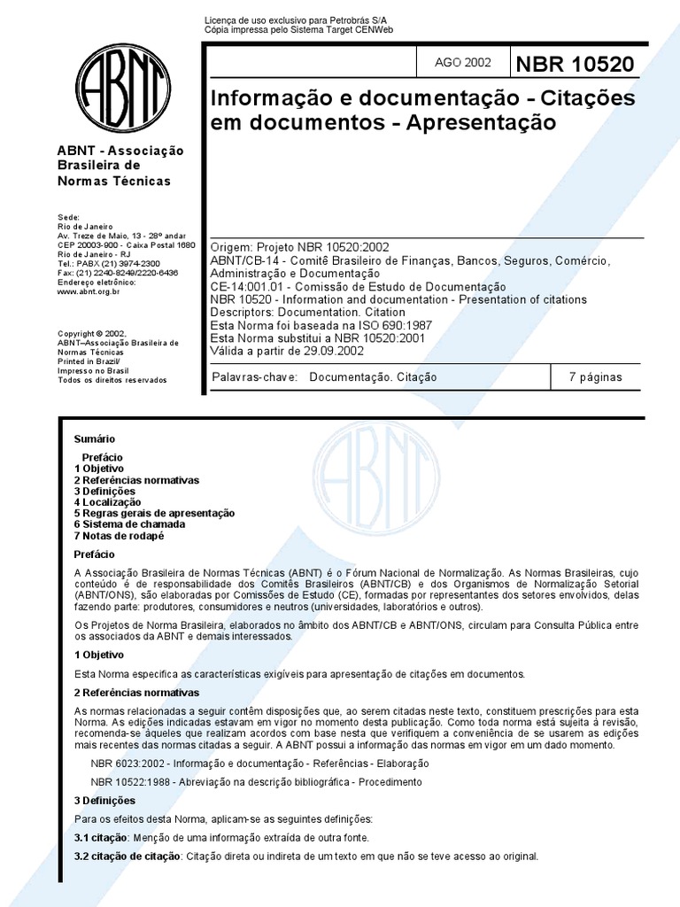 Norma Abnt Nbr-10520 - Citação | PDF