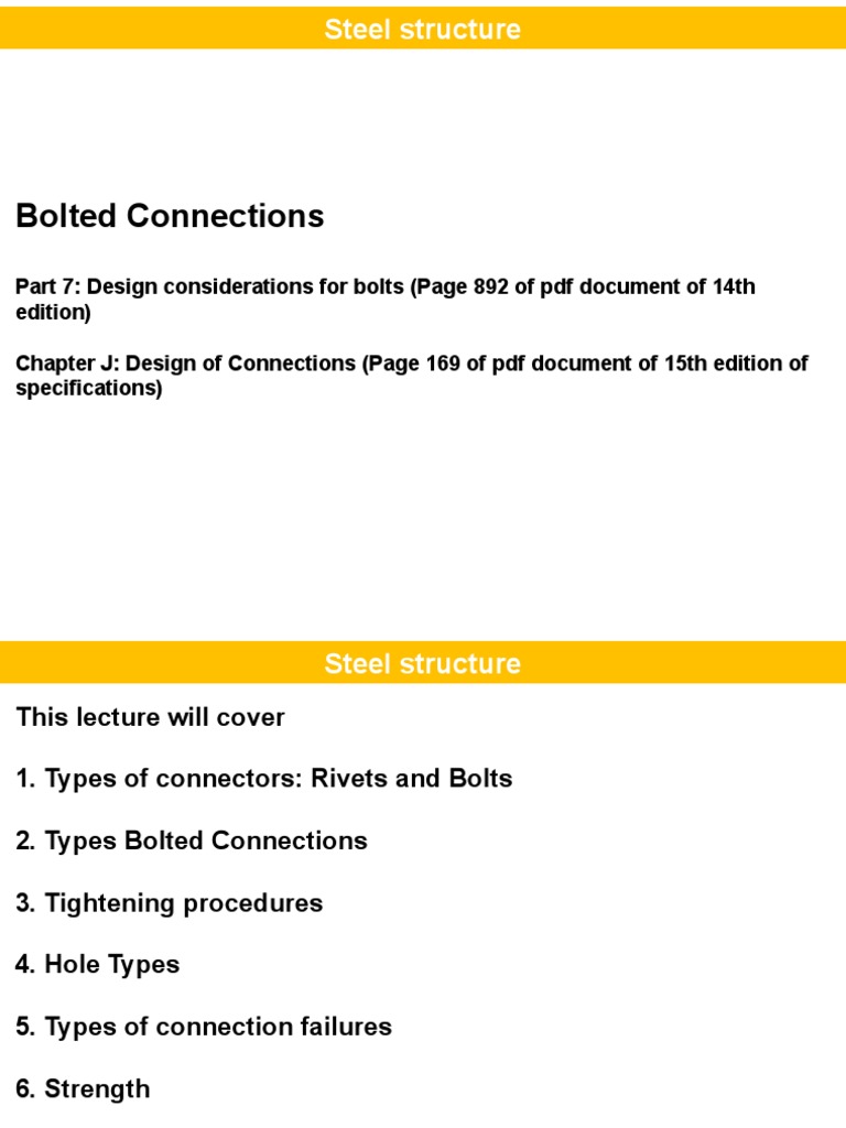 Lecture-4-Bolted Connections | PDF | Rivet | Screw