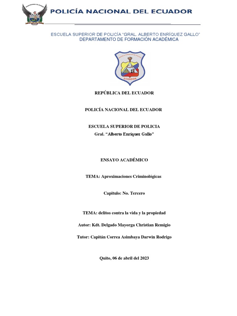 Delitos contra la vida y propiedad en Ecuador | PDF | Violencia | Ecuador