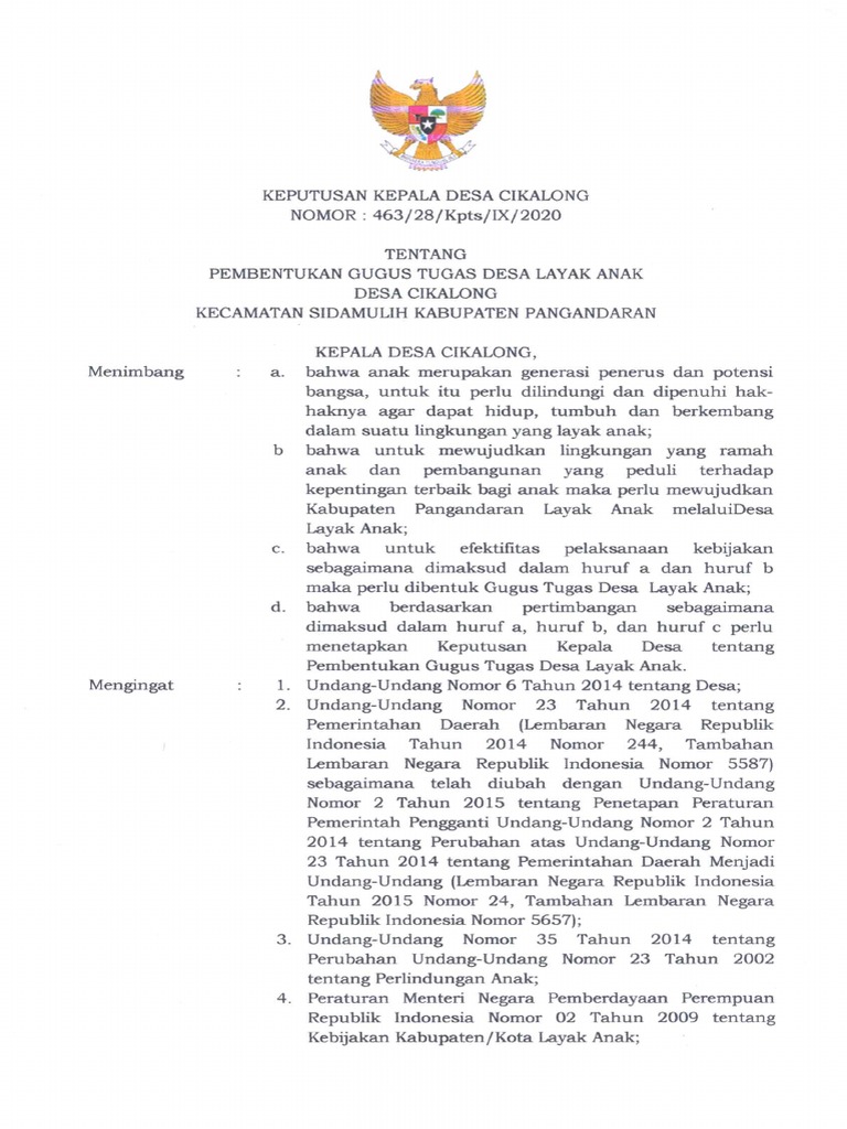 1. SK PEMBENTUKAN GUGUS TUGAS DEKELA | PDF