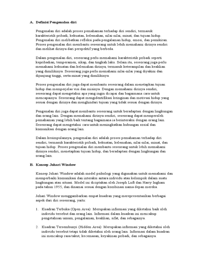 Definisi Pengenalan Diri | PDF