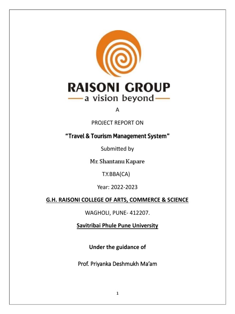 Travel and Tourism Management PDF | PDF | Databases | Feasibility Study