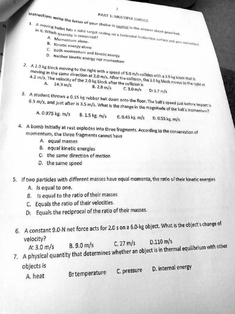 Physics Final Exam Answer Sheet | PDF | Oscillation | Collision