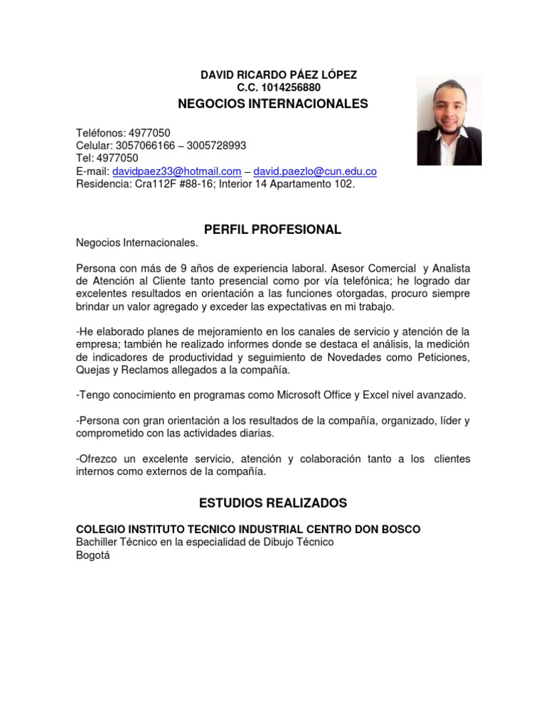 CVDavid Ricardo Páez López | PDF