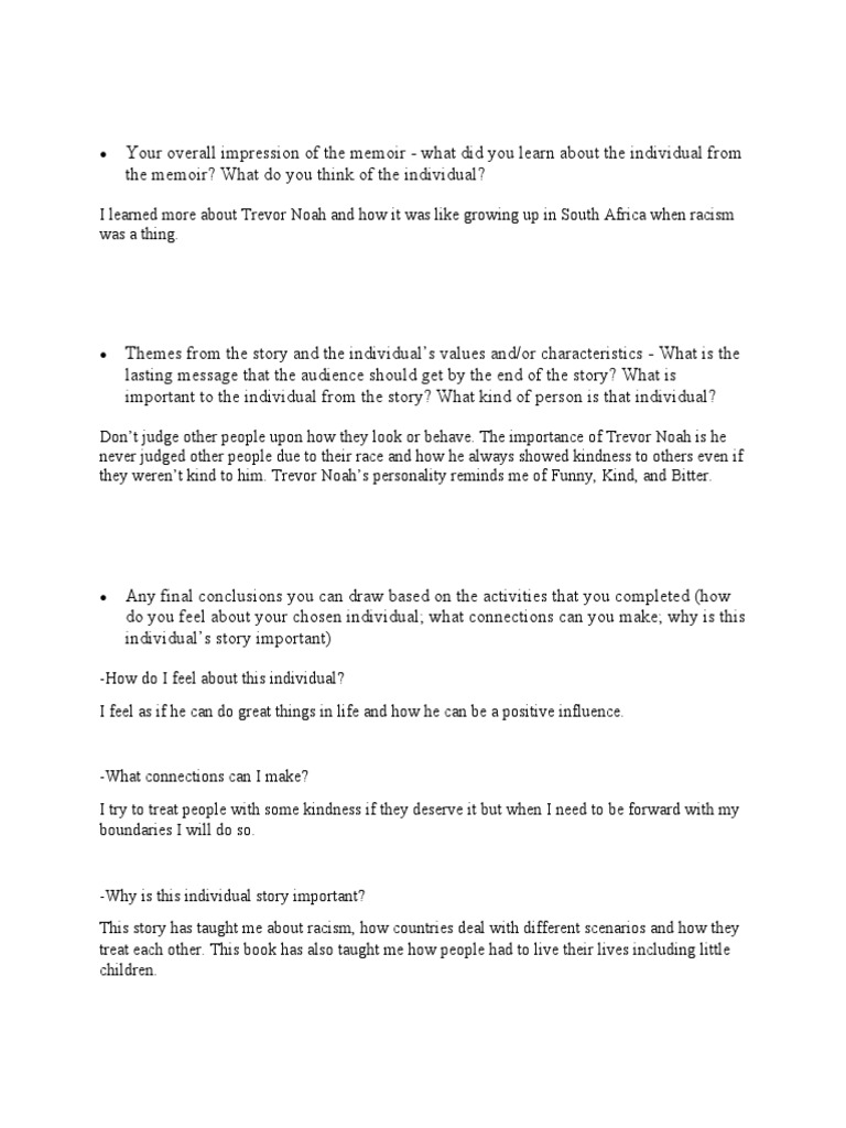 Memoir Research Project | PDF | Social Science | Self-Improvement