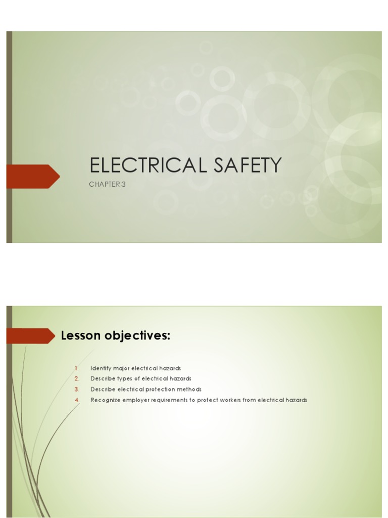 Eee150 Chapter 3 (Electrical Safety) PDF | PDF | Electric Arc | Insulator (Electricity)