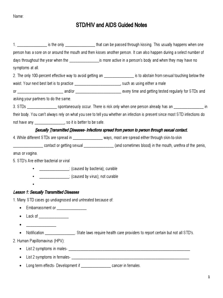 10th Grade-Chapter 24 PP Guided Notes | PDF | Sexually Transmitted ...