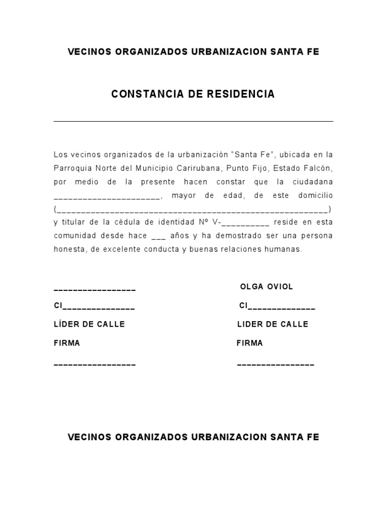 Constancia de Residencia | PDF