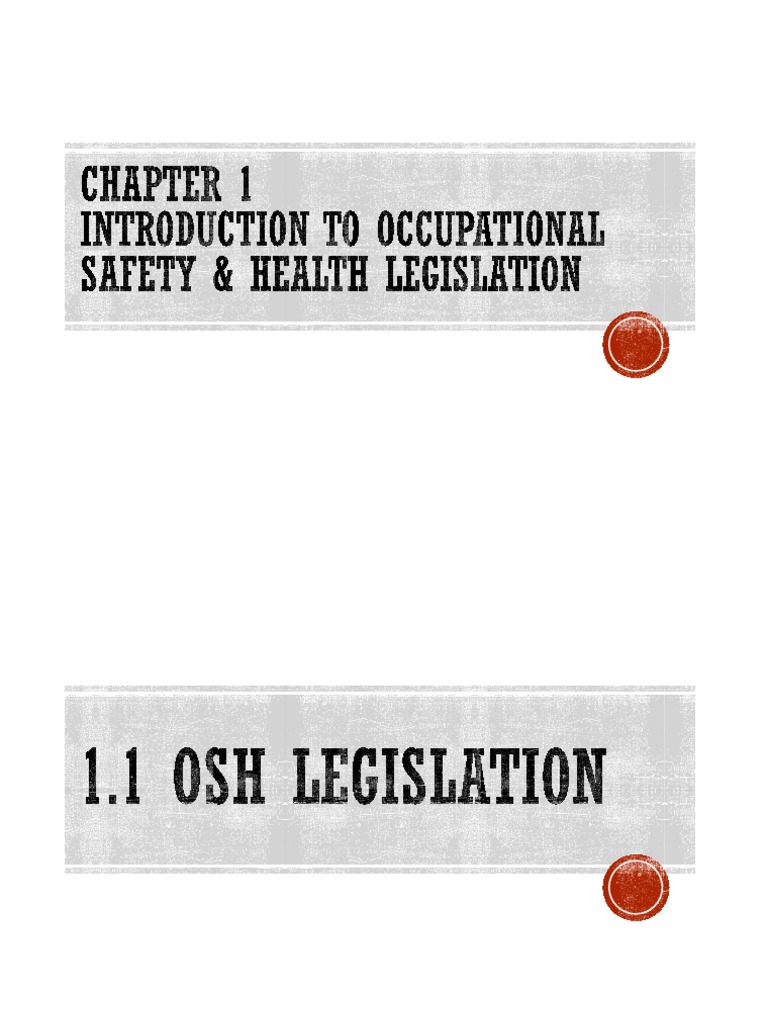 EEE150 CHAPTER 1 Introduction To Occupational Safety and Health ...