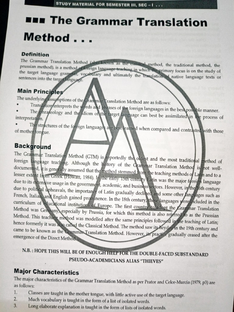 Sec-Grammar translation method | PDF