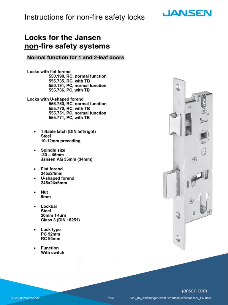 Non-Fire Safety Lock Guide | PDF | Screw | Machines