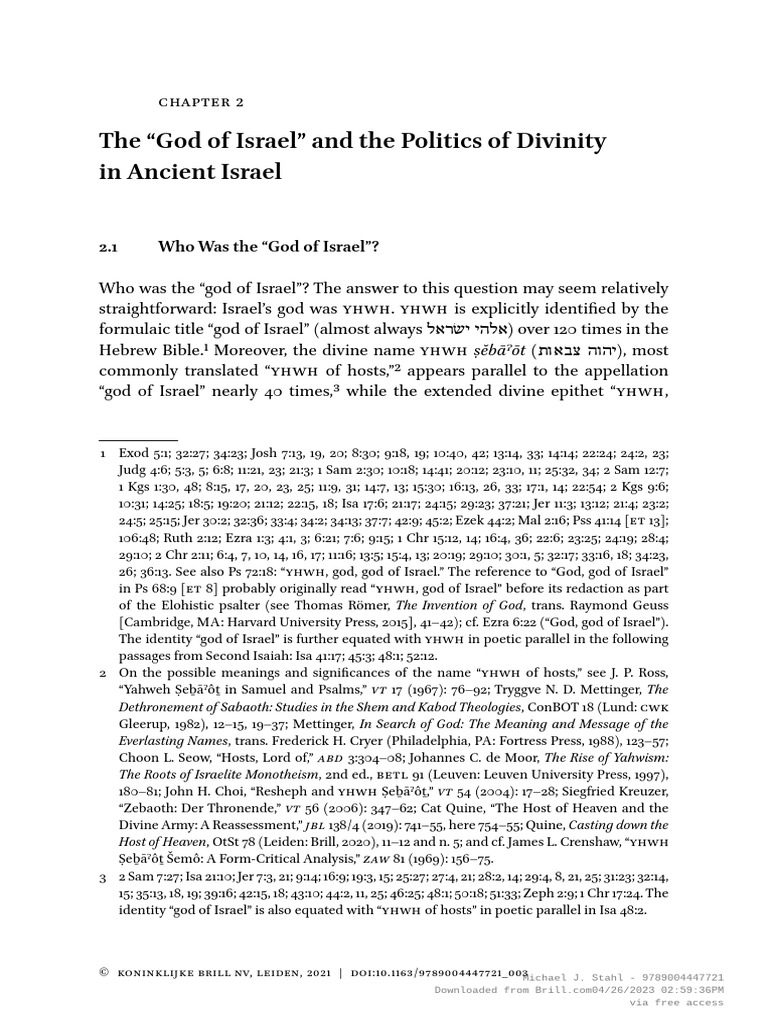 M - Stahl - The God of Israel in History and Tradition PDF | PDF | Book ...