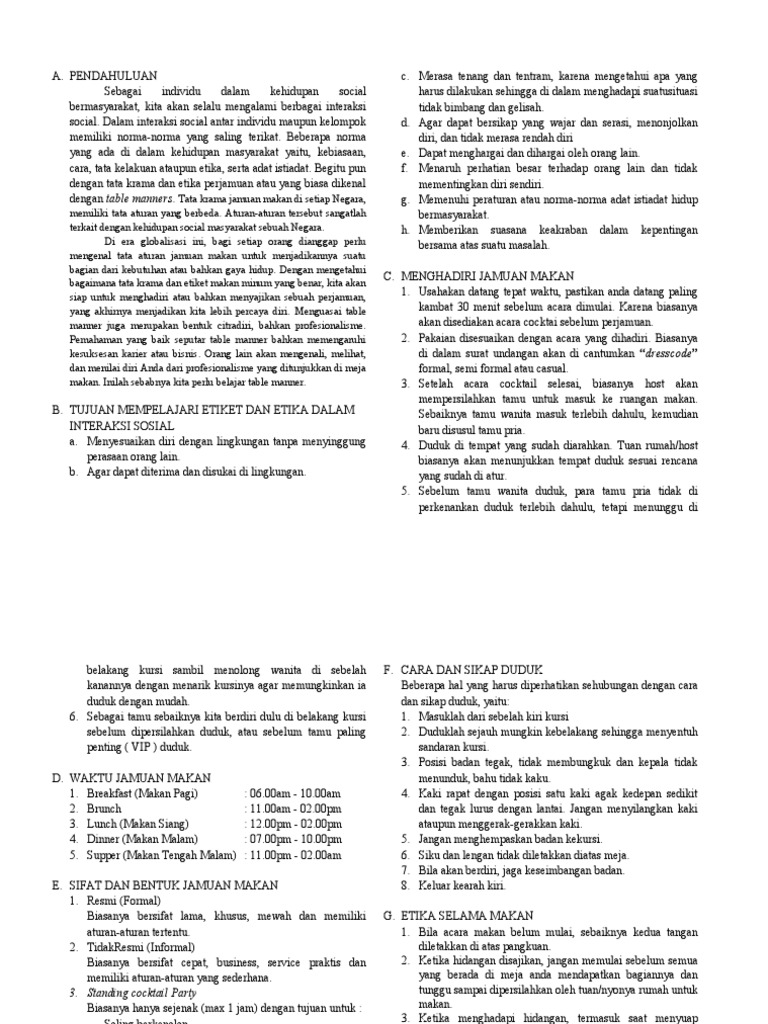 Materi Table Manner | PDF