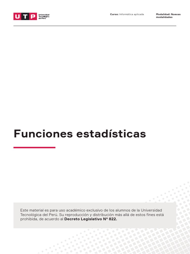 Semana6 - Funciones Estadísticas | PDF | Función (Matemáticas) | Matriz ...