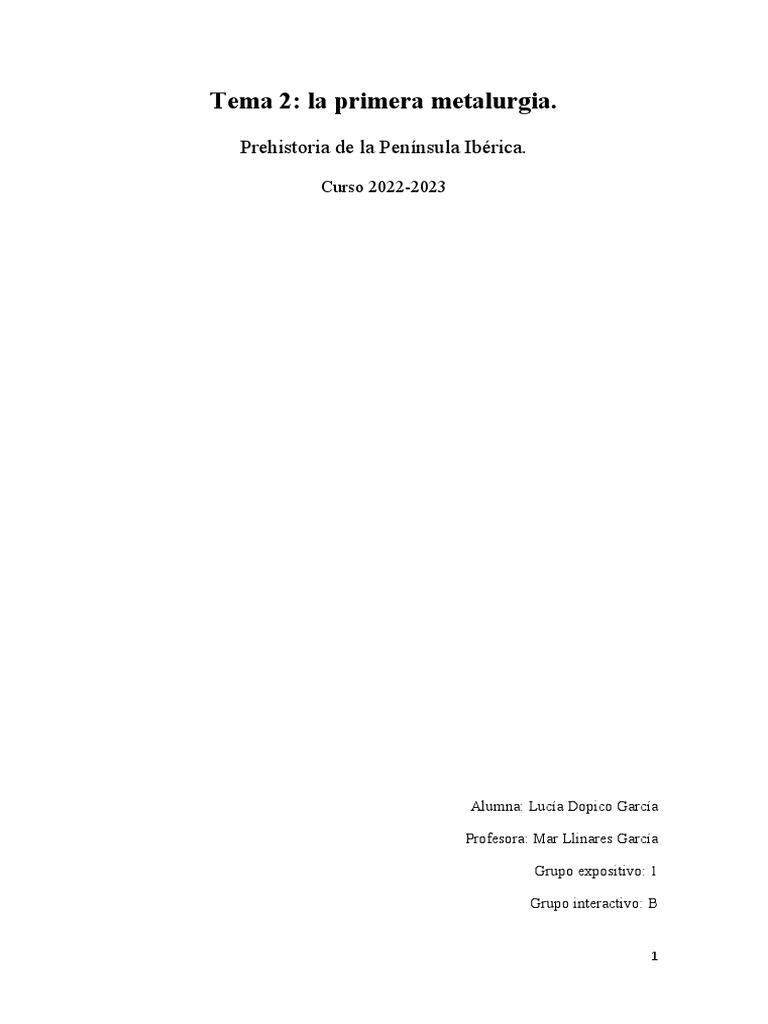 Dossier Prehistoria de La Península Ibérica (Tema 2) | PDF | Edad de Bronce | Metalurgia