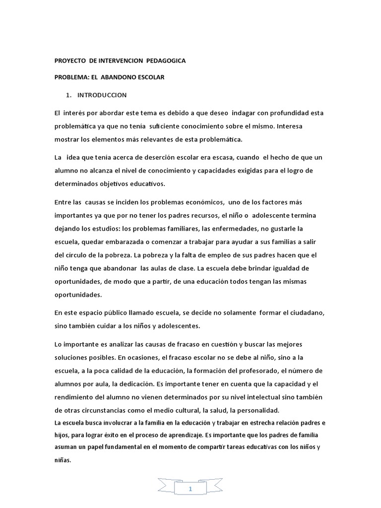 Proyecto de Intervencion Pedagogica | PDF | Plan de estudios | Maestros