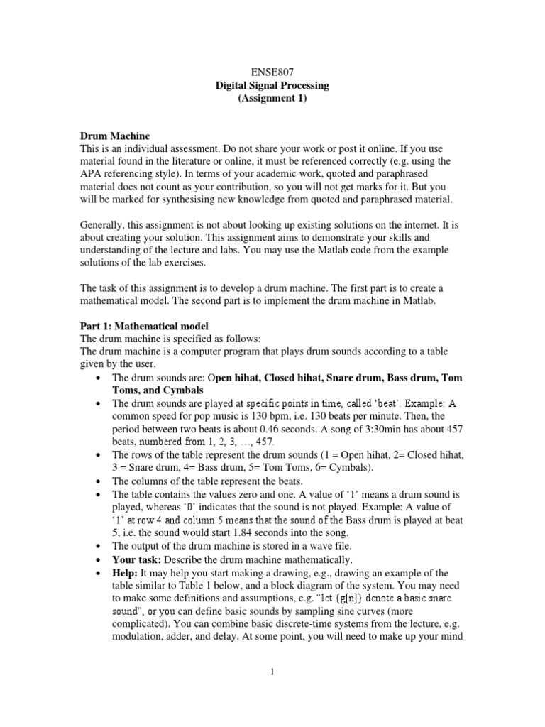 Assignmet 1 - 2023 | PDF | Drum | Computing
