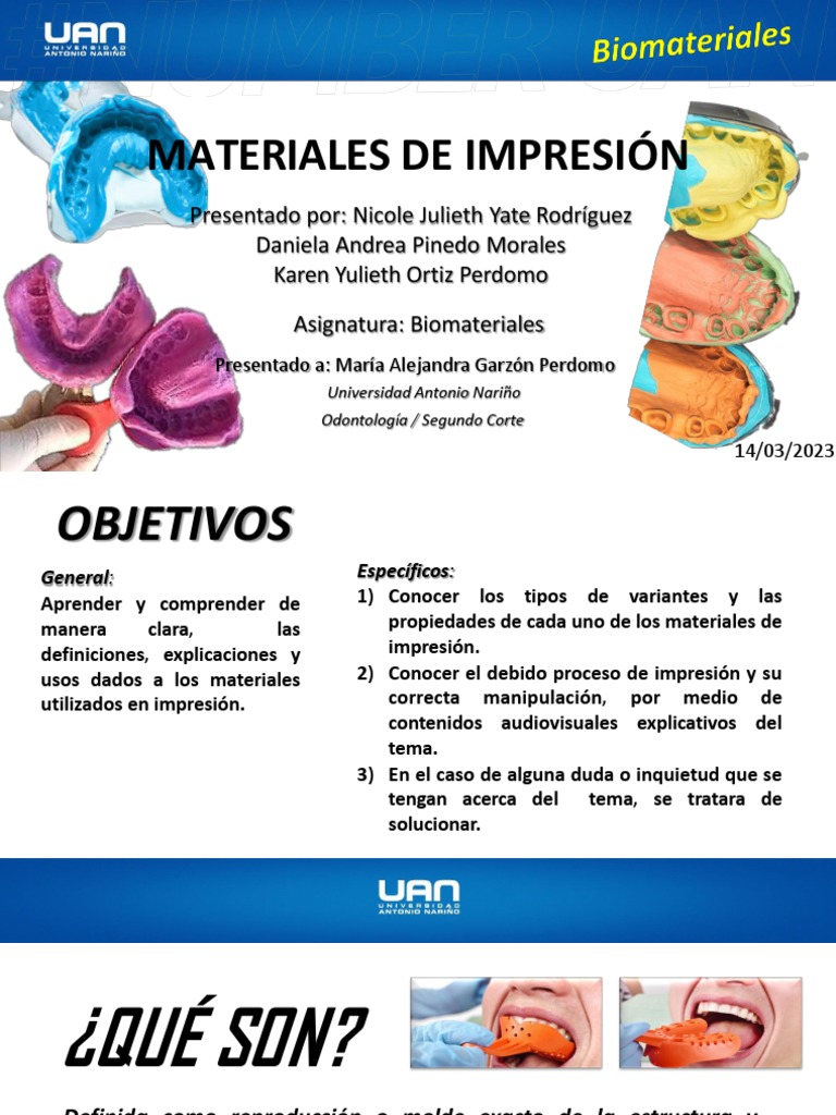 Materiales de Impresión Dental: Tipos y Usos | PDF | Gel | Silicona