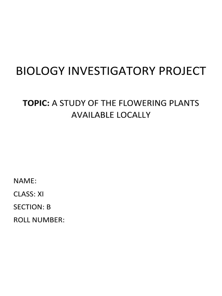 Biology Investigatory Project | PDF