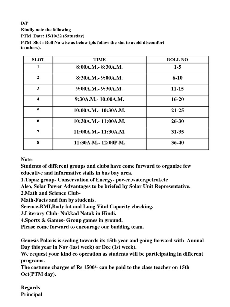 PTM slots and Circular | PDF