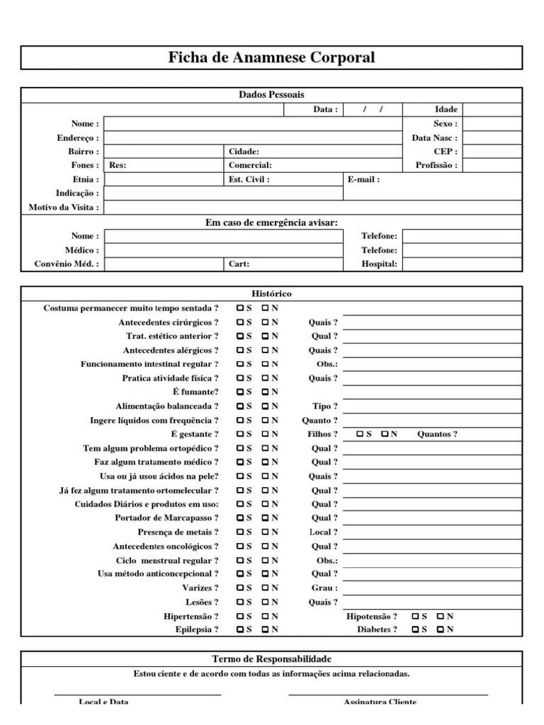 Ficha de Anamnese | PDF
