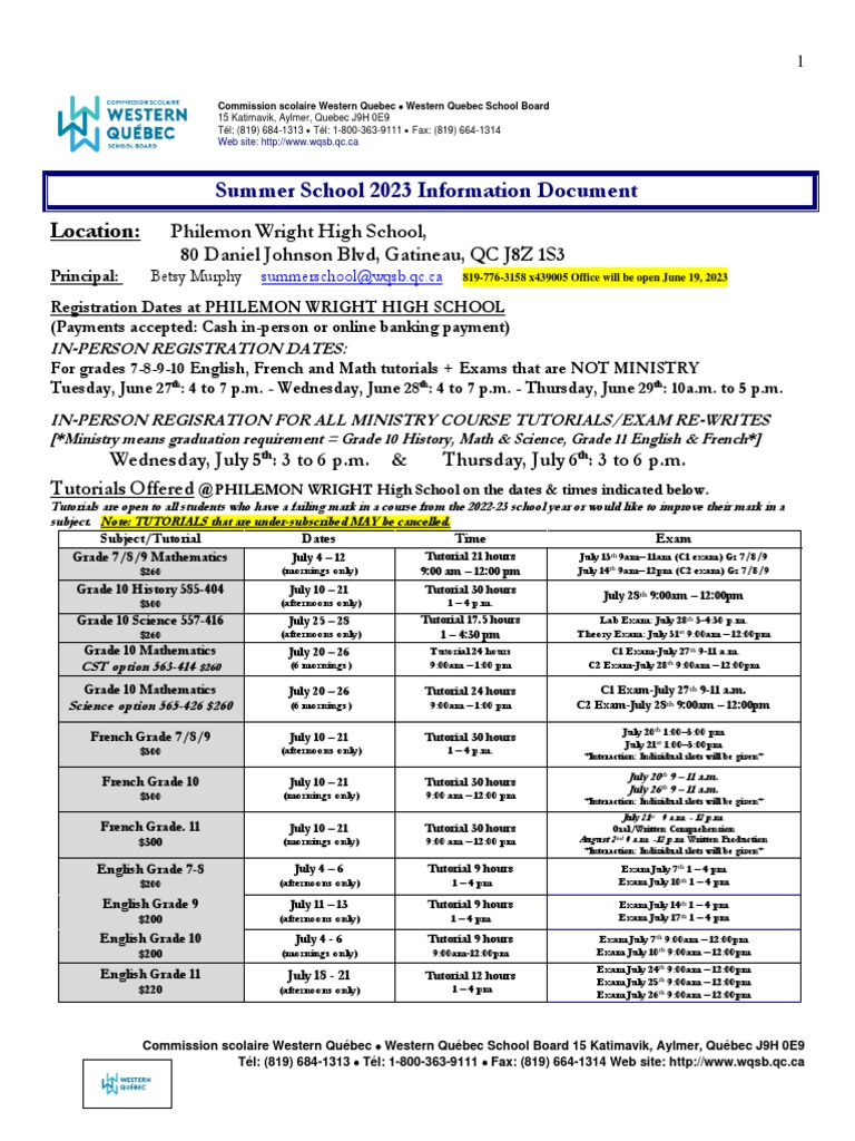 Summer School Info Doc-2023 | PDF