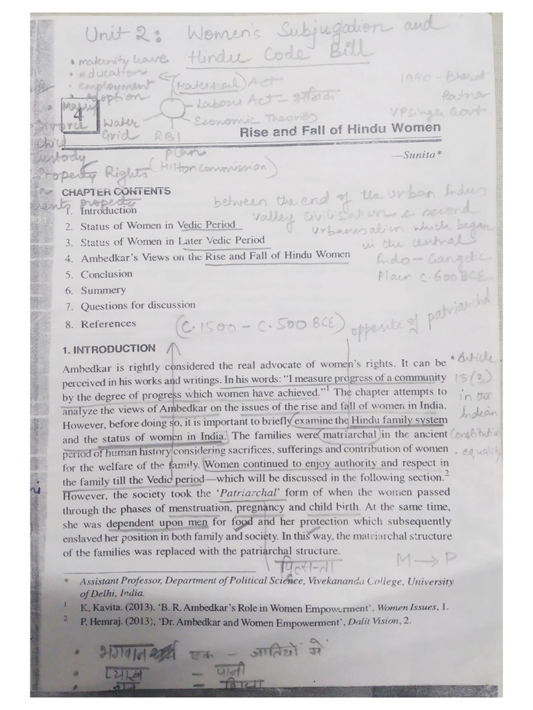 Topic-Women's Subjugation - Dr. Ambedkar's Views On Women | PDF