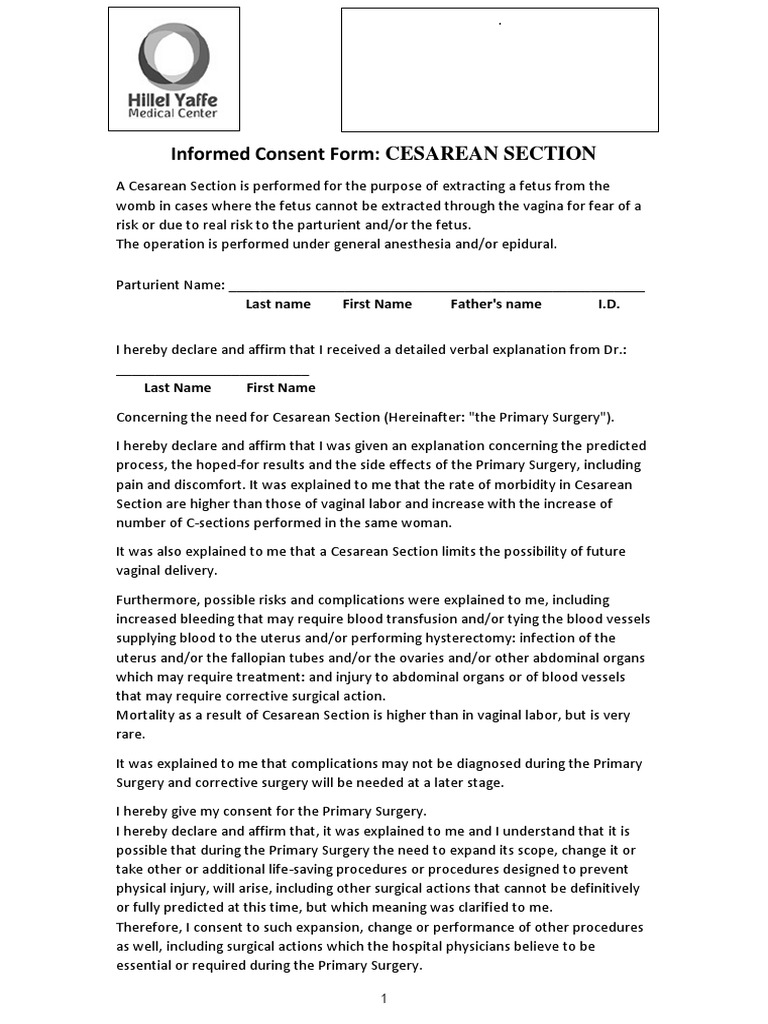 C Section Consent Cesarean-Section-Eng | PDF | Caesarean Section | Childbirth