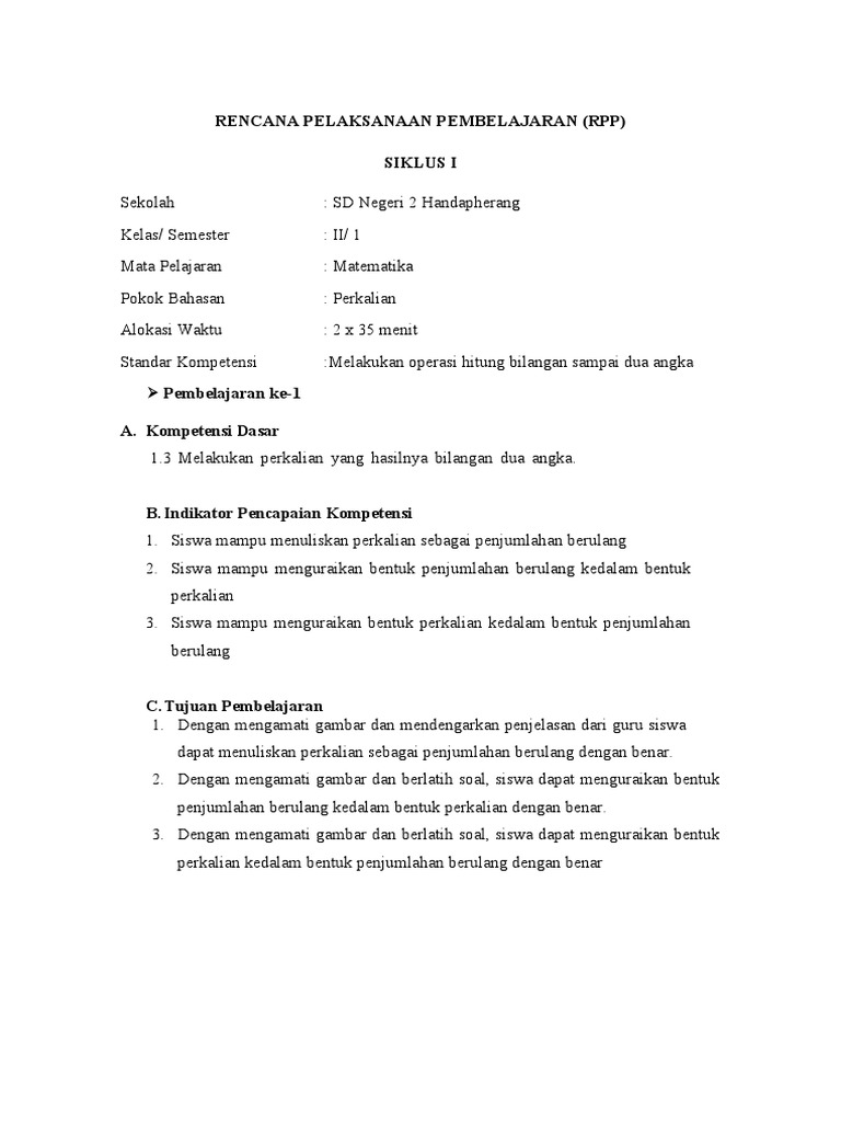 Rencana Pelaksanaan Pembelajaran (RPP) Siklus I | PDF | Seni & Disiplin Bahasa | Metode & Bahan Ajar