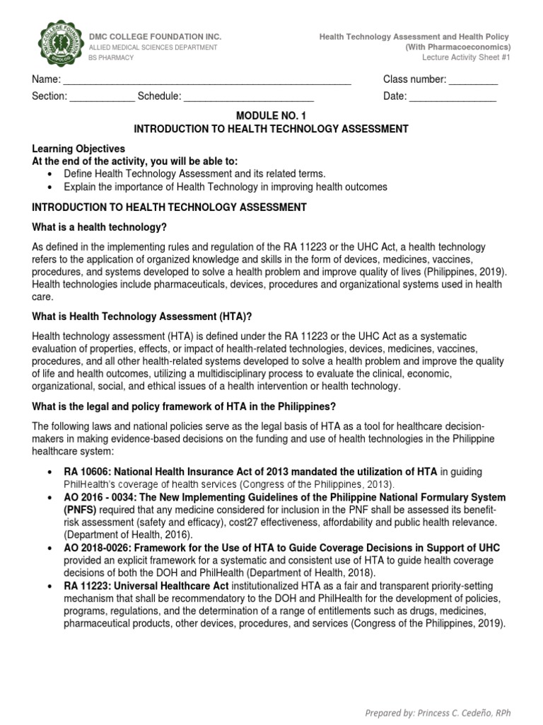 Module 1-Introduction To Health Technology Assessment | PDF | Health ...